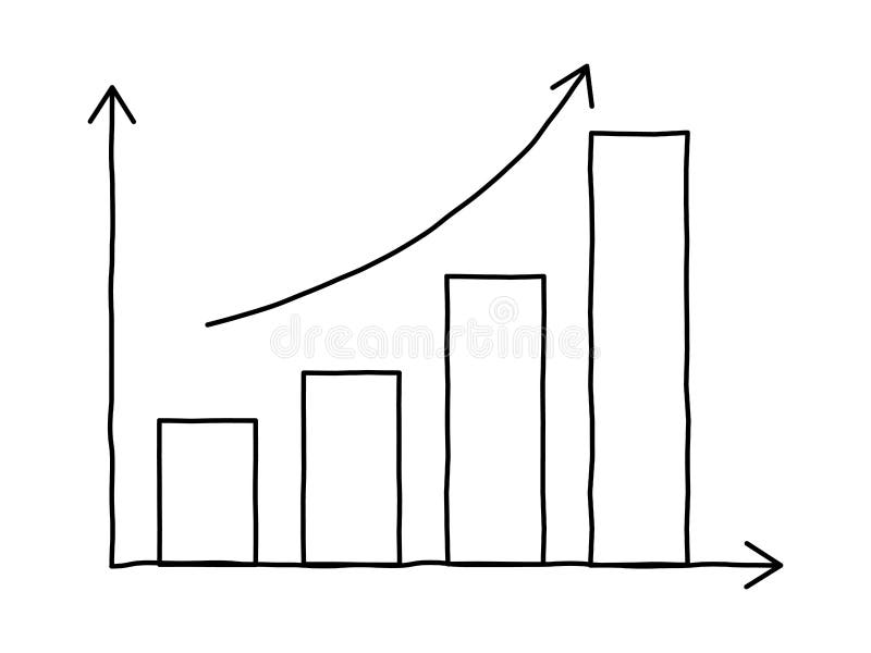 Doodle Drawing Growth Bar Chart Stock Vector - Illustration of vector ...