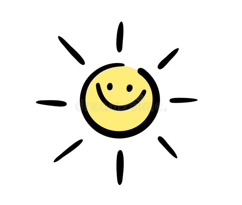 Doodle Drawing Sun with Crazy Smile. Vector Art. Stock Vector ...
