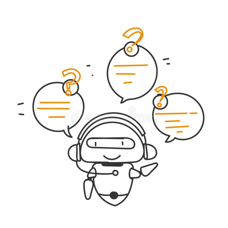 Doodle Drawn Chat Bot Ai Concept Illustration on Mobile Phone, Laptop ...