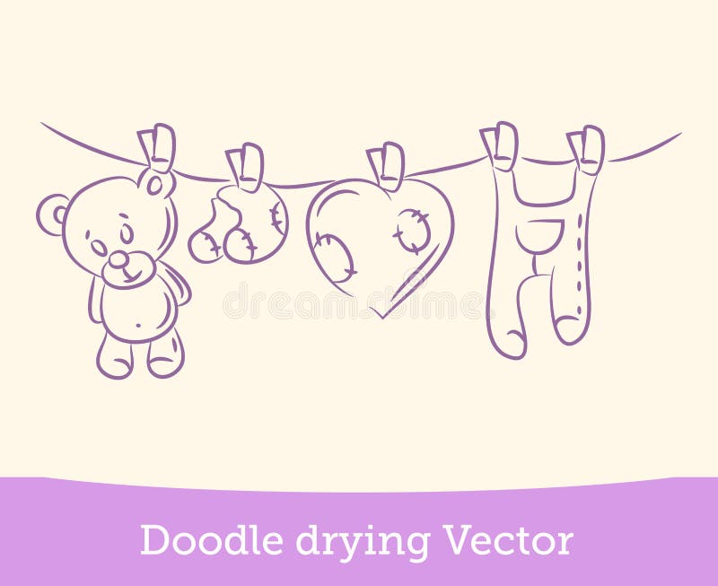 Doodle Drying Isolated on White Background. Vector Stock Vector ...