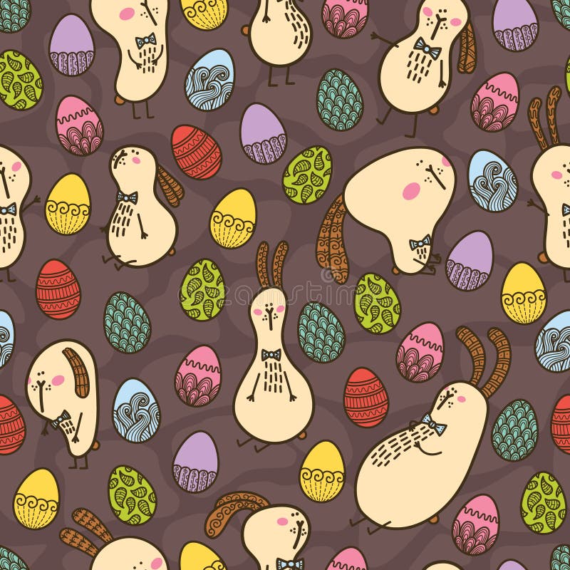 Doodle Easter pattern. stock vector. Illustration of character - 37574770