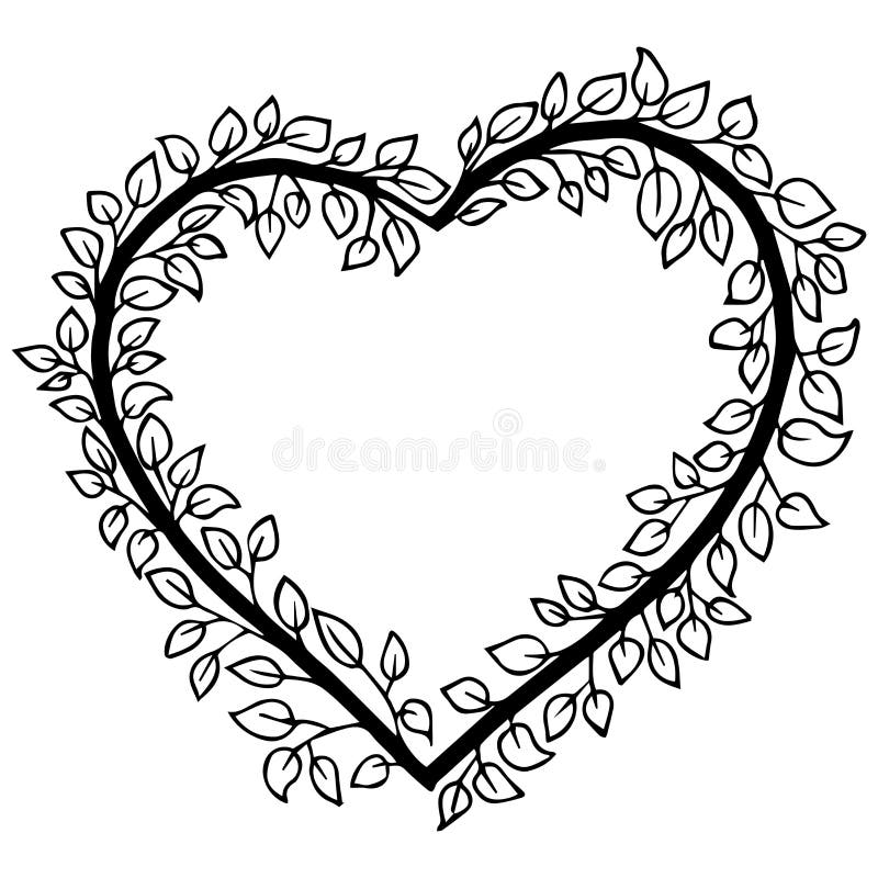 Doodle Elegant Heart Frame, Border Monogram in Doodle Style Isolated on ...