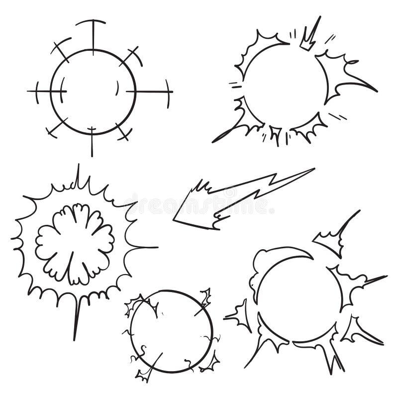 Doodle Energy Explosion. Cartoon Flame Smoke Cloud, Speed Hit Vfx ...