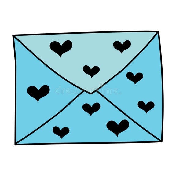 Doodle Envelope with Hearts. Postal Element Stock Vector - Illustration ...