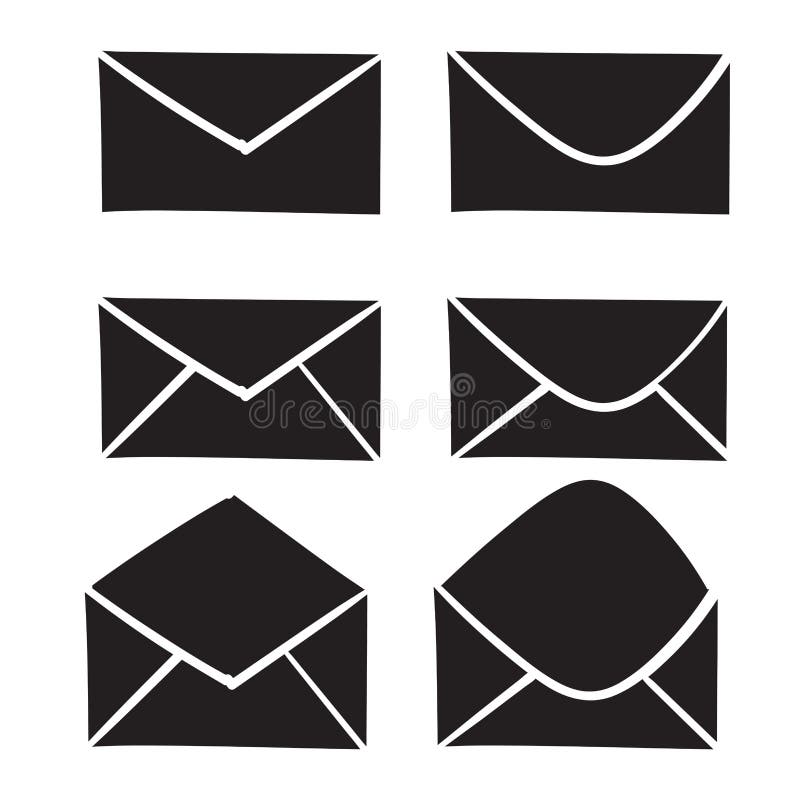 Doodle Envelope Icon Vector Hand Drawn Stock Vector - Illustration of ...