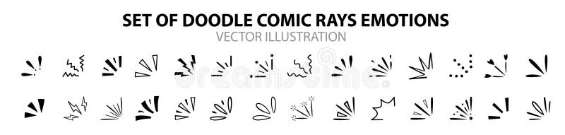 Doodle Exclamation. Manga Comic Rays Emotion Expression, Hand Drawn ...