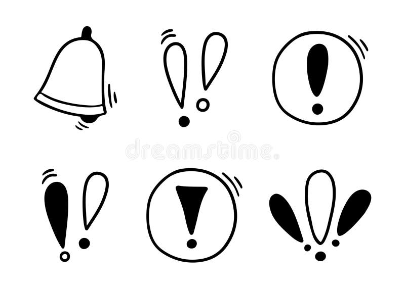 Doodle Exclamation Mark, Notification Bell, Alert Danger Information ...