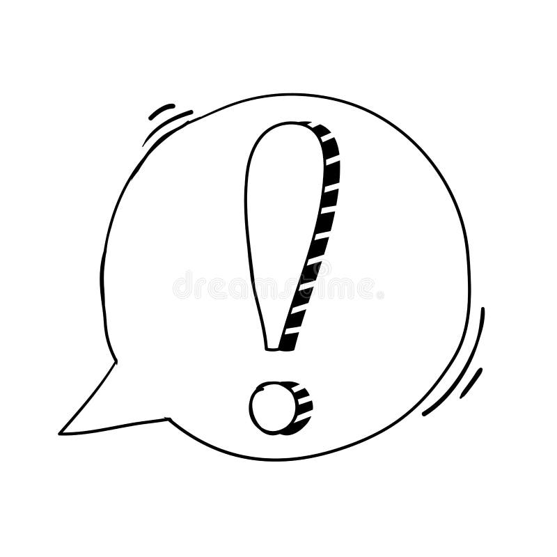 Doodle Exclamation Mark Symbol Stock Vector - Illustration of careful ...