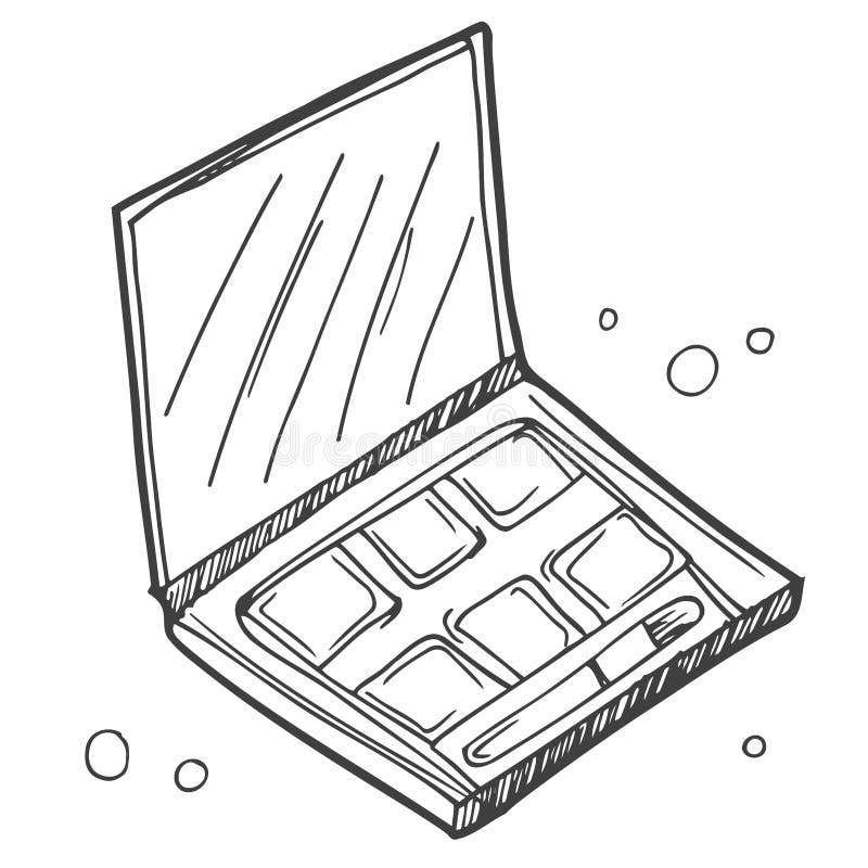 Doodle Eye Shadow Powder Icon in Vector. Hand Drawn Eye Shadow Powder ...