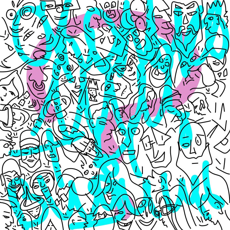 Doodle face in stock illustration. Illustration of face - 161339316