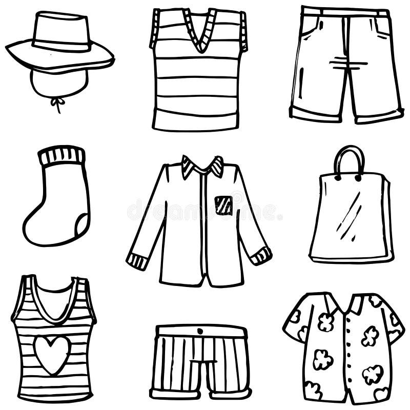 Doodle of Clothes Set Collection Stock Vector - Illustration of cartoon ...