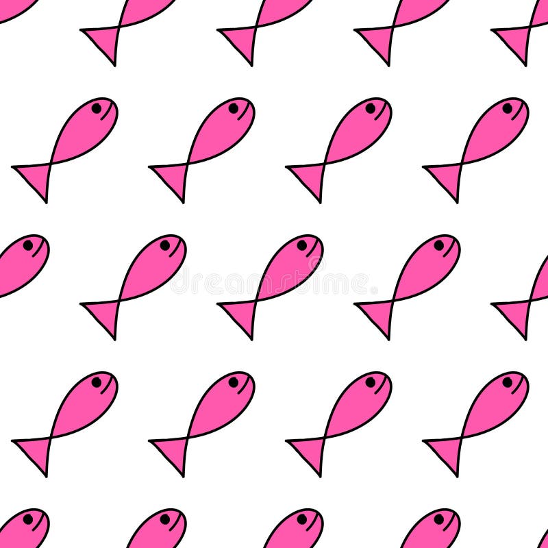 Doodle Fish Seamless Repeat Pattern. Background Illustration Stock ...