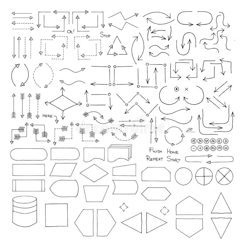 Doodle Flowchart Interface Elements Stock Vector - Illustration of ...