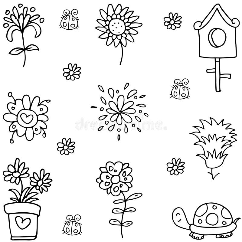 Doodle of Flower Set Spring Stock Vector - Illustration of collection ...
