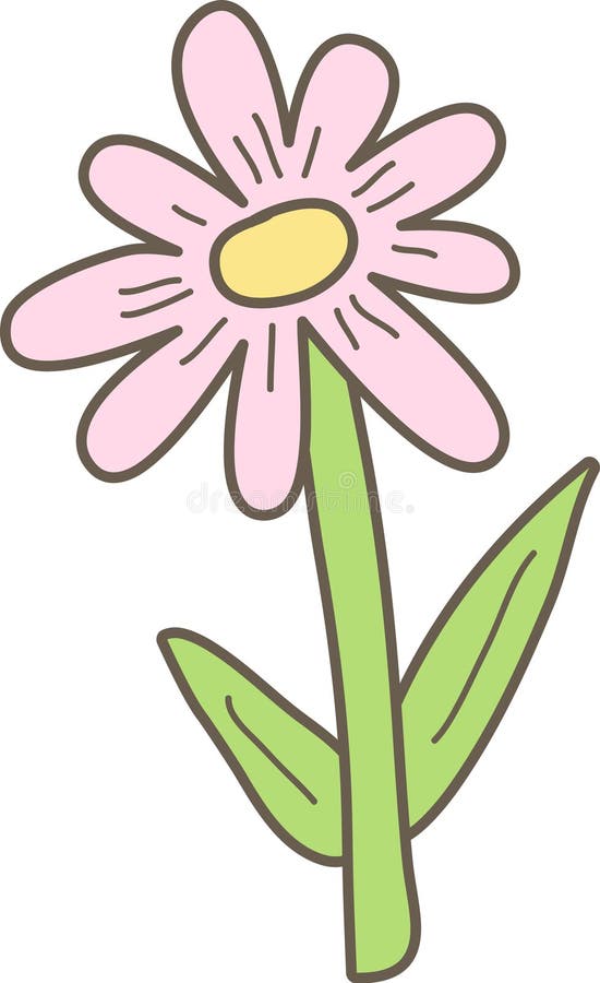 Doodle Flower with Stem stock vector. Illustration of doodle - 353621180