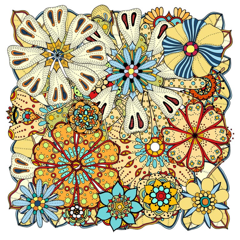 Zentangle Colored Flowers Stock Illustrations – 204 Zentangle Colored ...