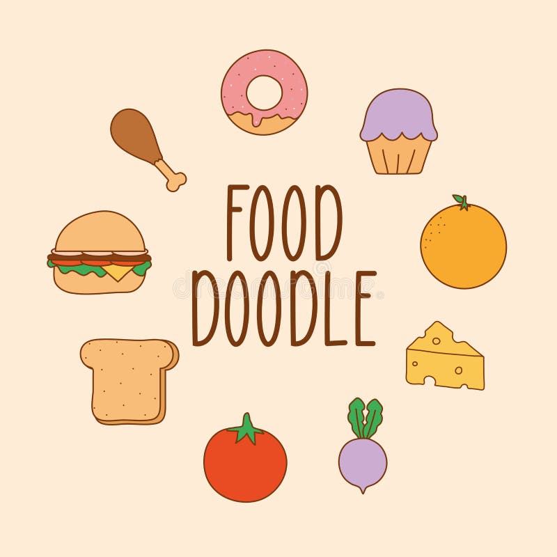 Doodle food card stock vector. Illustration of food - 221072500
