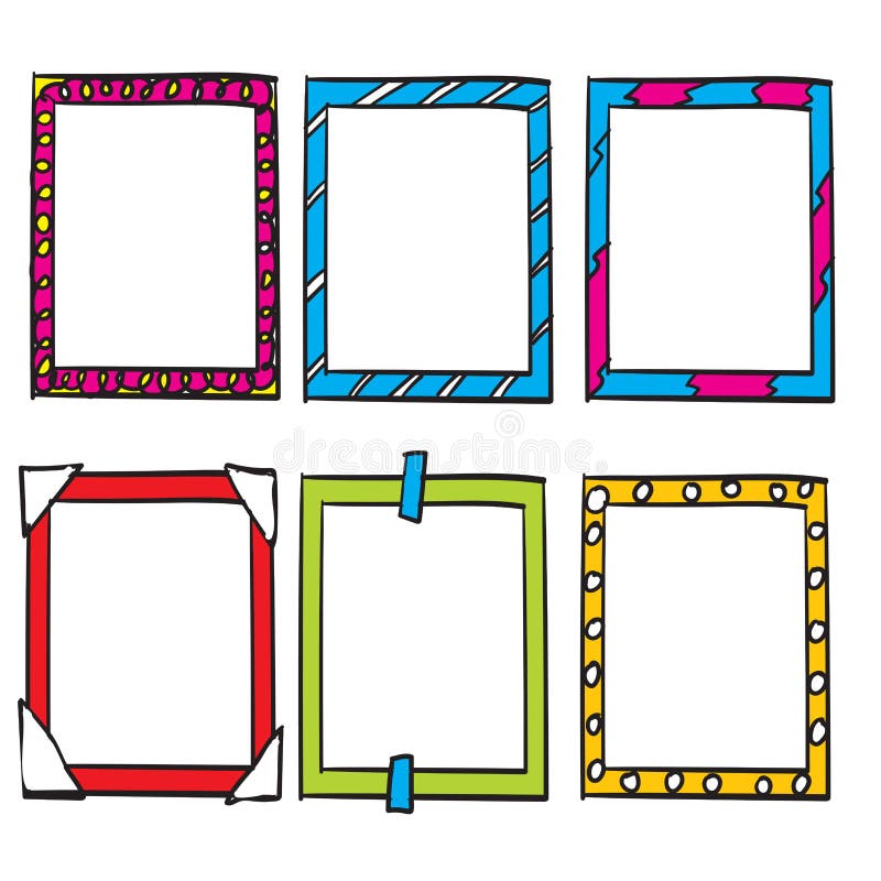 Doodle Frame Collection with Bright Color Handdrawn Doodle Style Vector Stock Vector ...