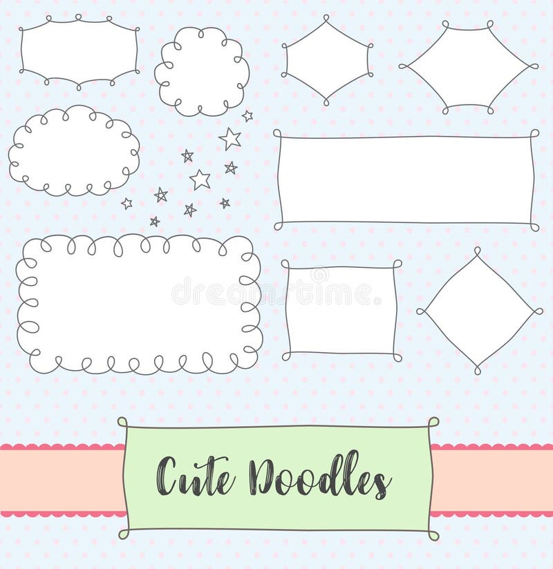 Cute Doodle Frames and Clouds Stock Vector - Illustration of frames ...
