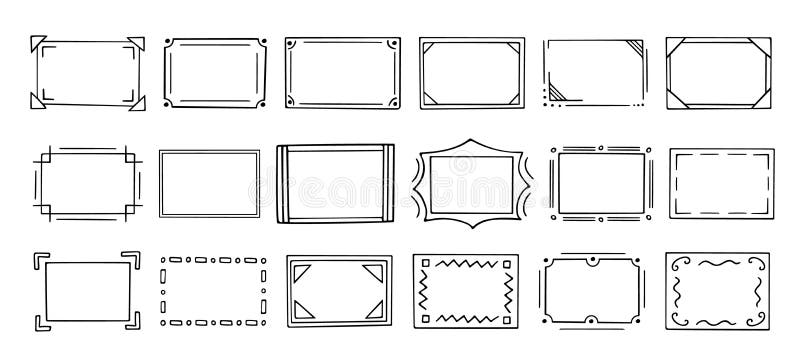 Doodle Frames Set, Hand-drawn Monograms.Edgings and Cadres with Simple ...