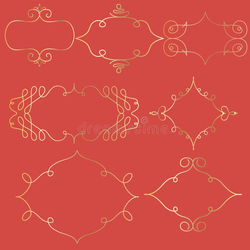 Doodle Frames Set on a Red Background. Stock Illustration ...
