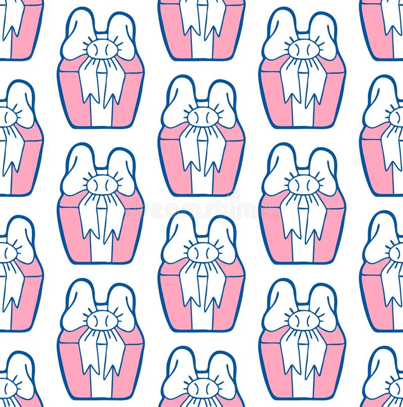 Doodle Gift Box Seamless Pattern Stock Vector - Illustration of drawing ...