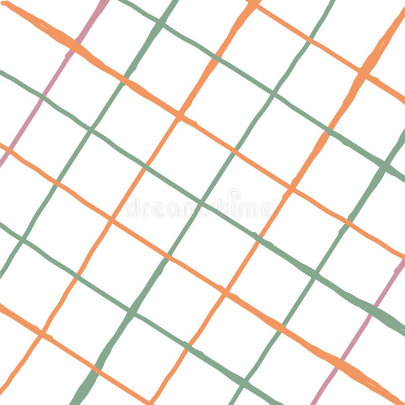 Doodle Gingham Check Plaid Vector Pattern. Vertical and Horizontal Hand ...