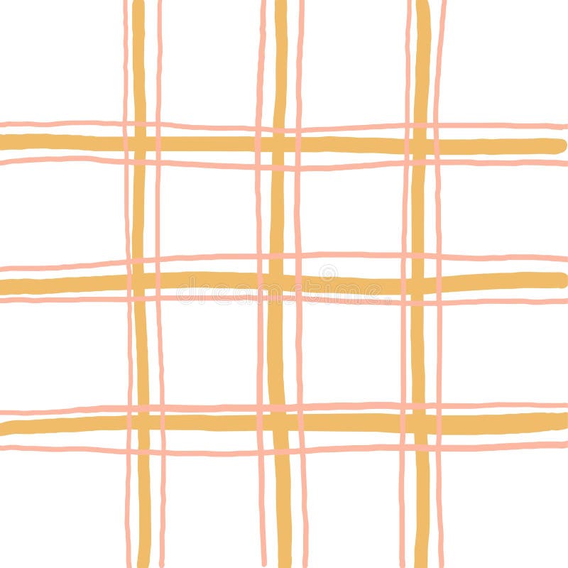 Doodle Gingham Check Plaid Vector Pattern. Vertical and Horizontal Hand ...