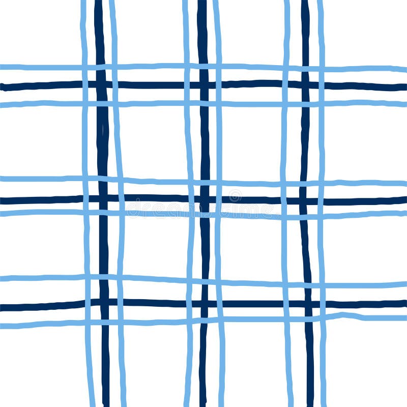 Doodle Gingham Check Plaid Vector Pattern. Vertical and Horizontal Hand ...