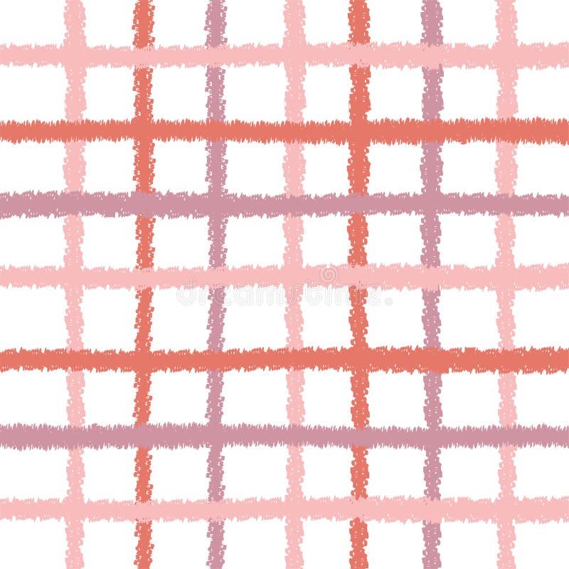 Doodle Gingham Check Plaid Vector Pattern. Vertical and Horizontal Hand ...