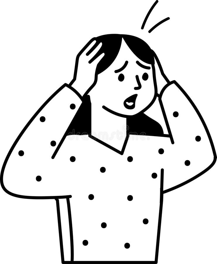 Doodle Girl Character Afraid of Something Stock Vector - Illustration ...