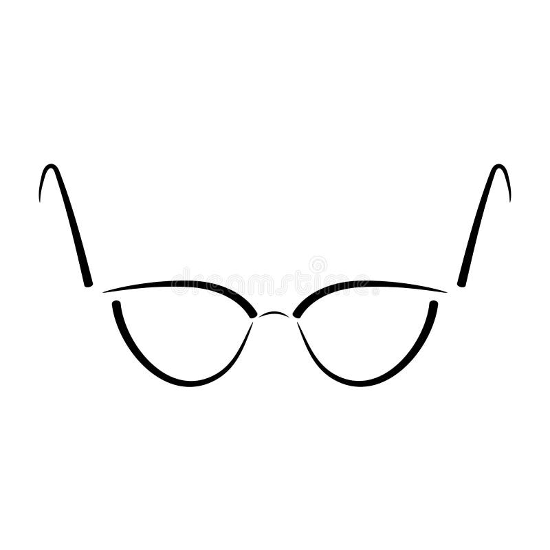 Doodle Glasses. Front View of Glasses Minimalist Black Linear Sketch ...