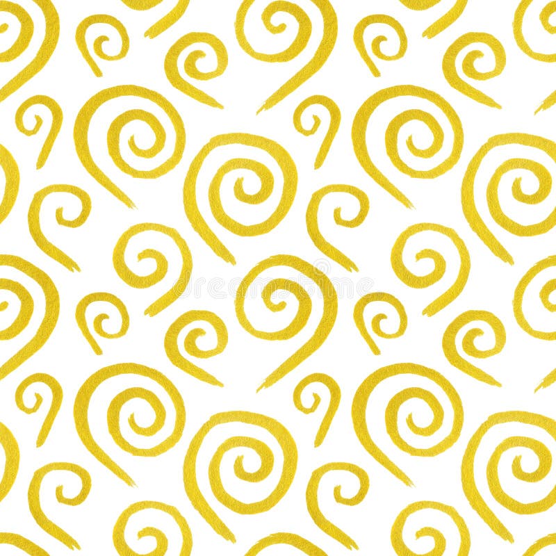 Doodle Gold Golden Swirl Ink Hand Drawn Seamless Pattern Stock ...
