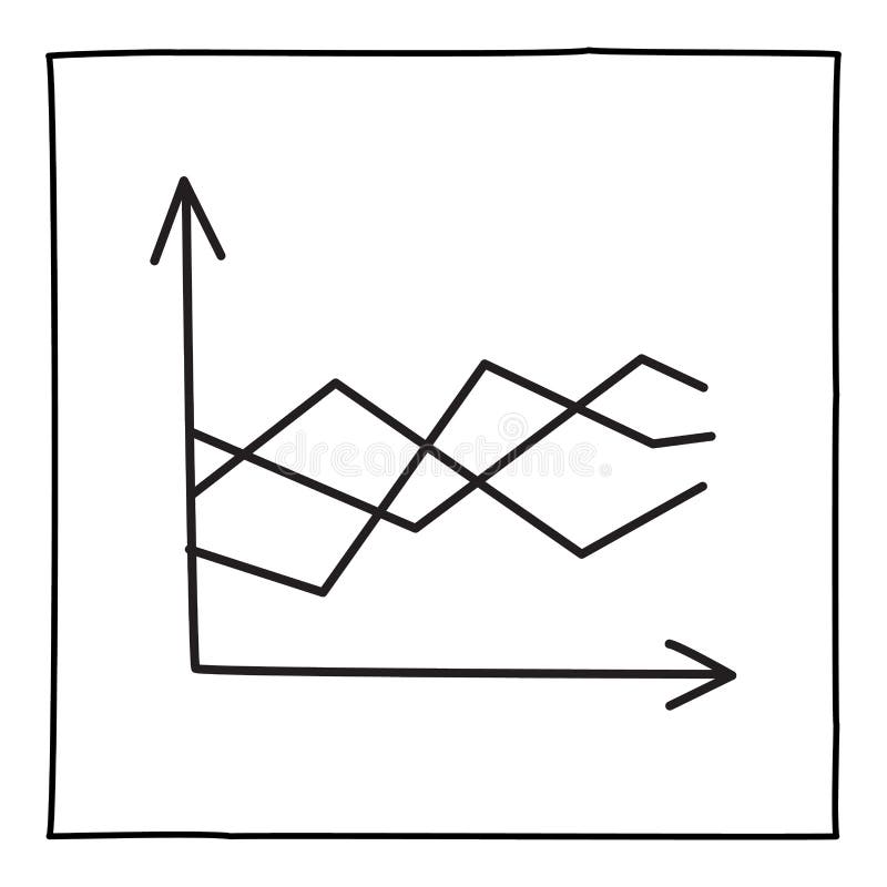 Doodle Graph Chart Icon or Logo, Hand Drawn with Thin Black Line Stock ...