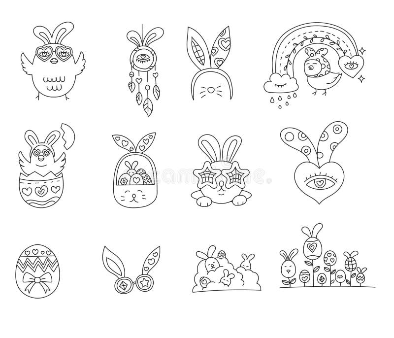 Doodle Groovy Boho Easter Easter-themed Doodles Featuring Bunnies, Eggs ...