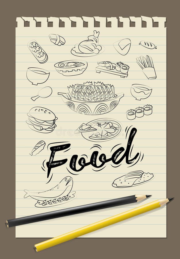 Doodle hand draw food stock vector. Illustration of white - 63986558