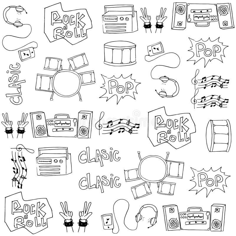 Doodle of Hand Draw Music Set Stock Vector - Illustration of artistic ...