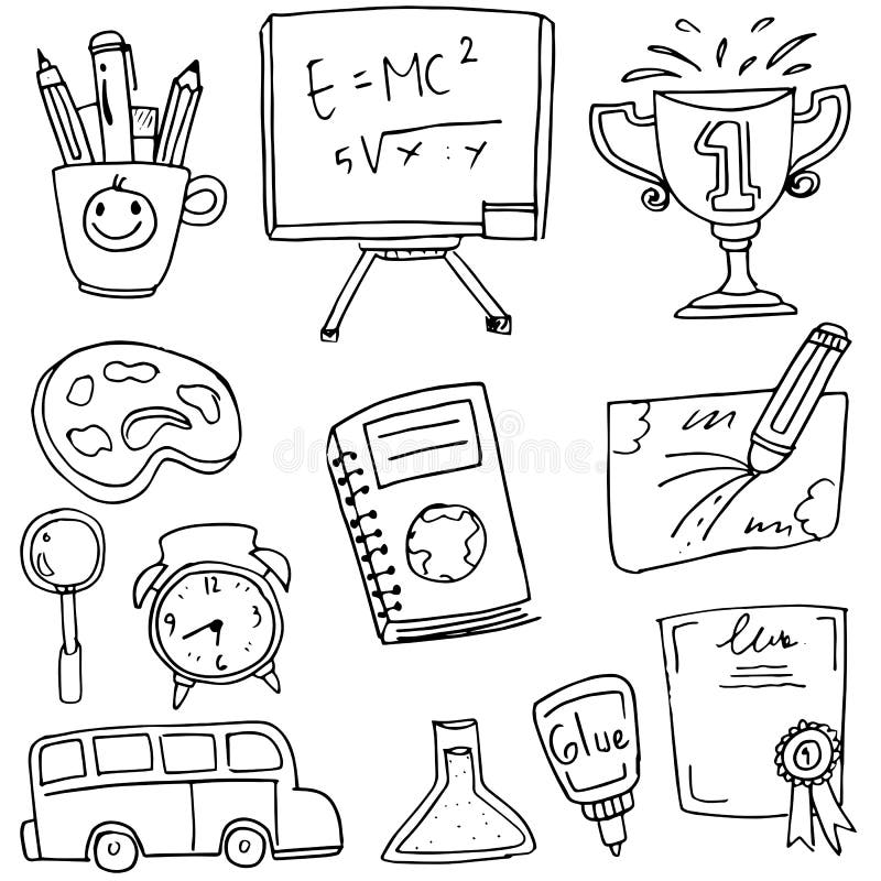 Doodle Hand Draw School Education Stock Vector - Illustration of book ...