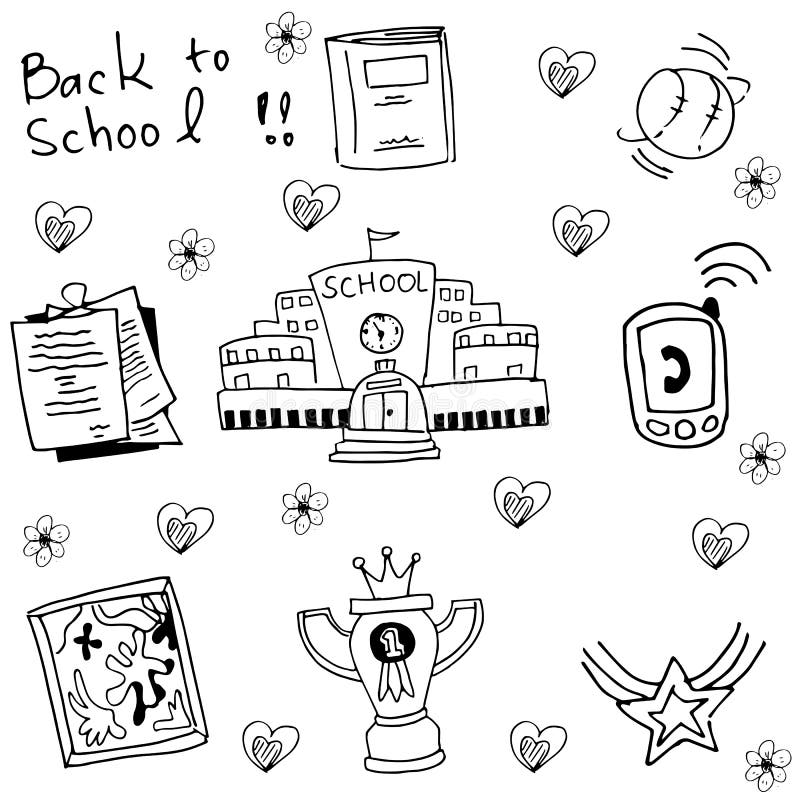 Doodle of hand draw school stock vector. Illustration of sketchbook ...
