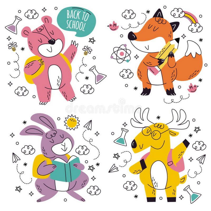 Doodle Hand Drawn Back School Vector Design Stickers Stock Vector ...