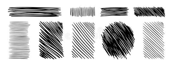Doodle Hand Drawn Hatching Texture Lines Set. Hatched Strikethrough ...