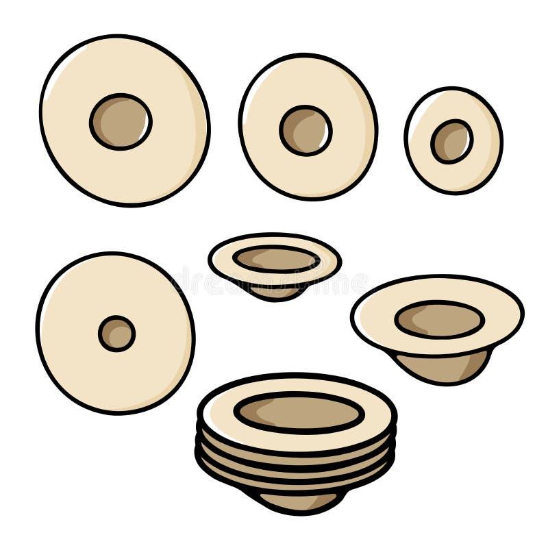 Doodle Hand Drawn Plates Set. Stack of Plates Stock Vector ...