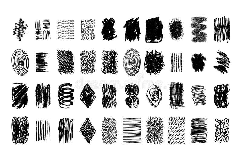 Doodle Hand Drawn Set Scribble Brushes. Ink Lines, Textures, Scribbles ...