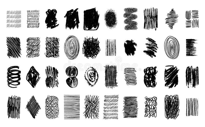 Doodle Hand Drawn Set Scribble Brushes. Ink Lines, Textures, Scribbles ...
