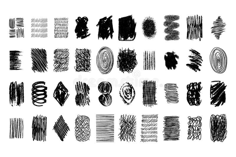 Doodle Hand Drawn Set Scribble Brushes. Ink Lines, Textures, Scribbles ...