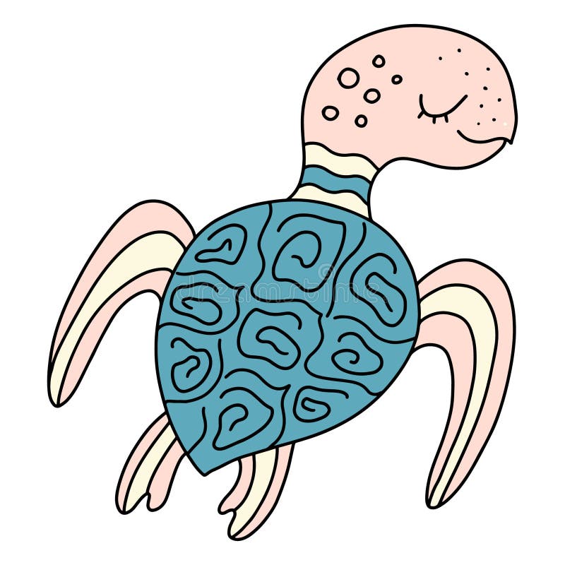 Doodle Hand Drawn Turtle Illustration Stock Illustration - Illustration ...