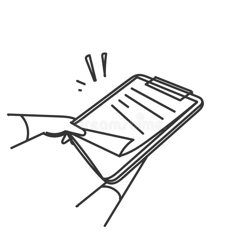 Doodle Hand Holding Clipboard Stock Vector - Illustration of holding ...