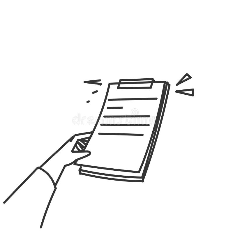 Doodle Hand Holding Clipboard Stock Vector - Illustration of management ...