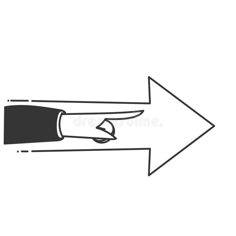 Doodle Hand Pointing Finger and Forward Arrow Illustration in Hand ...