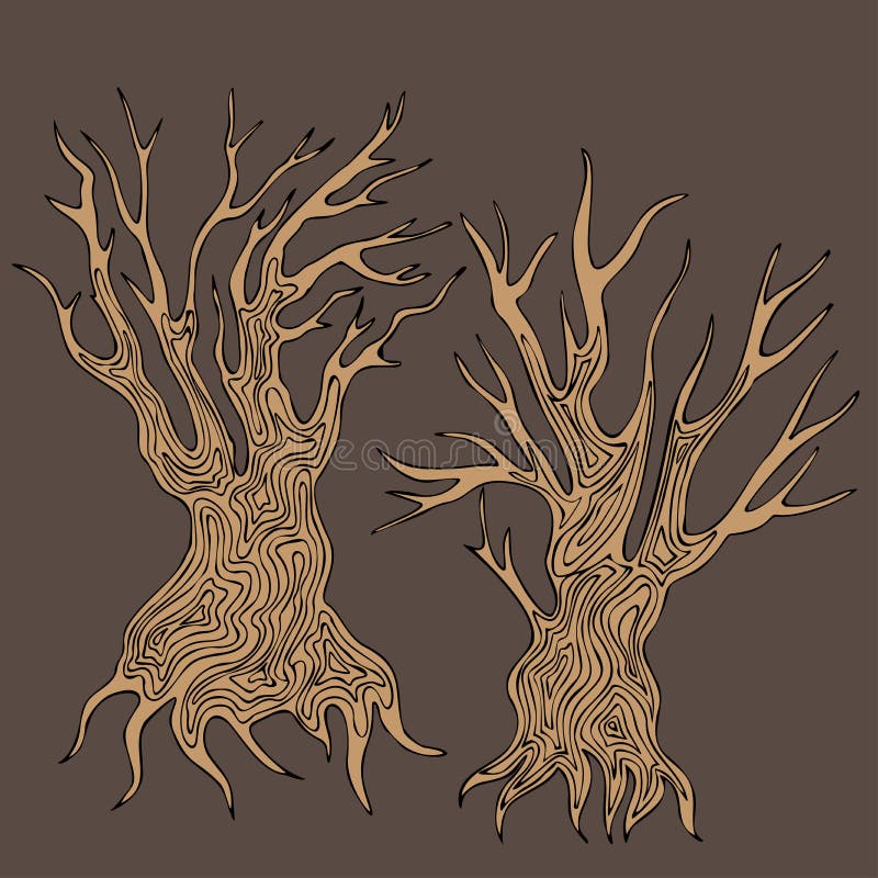 Doodle Handdrawn Stylized Dead Trees Stock Illustrations – 3 Doodle ...